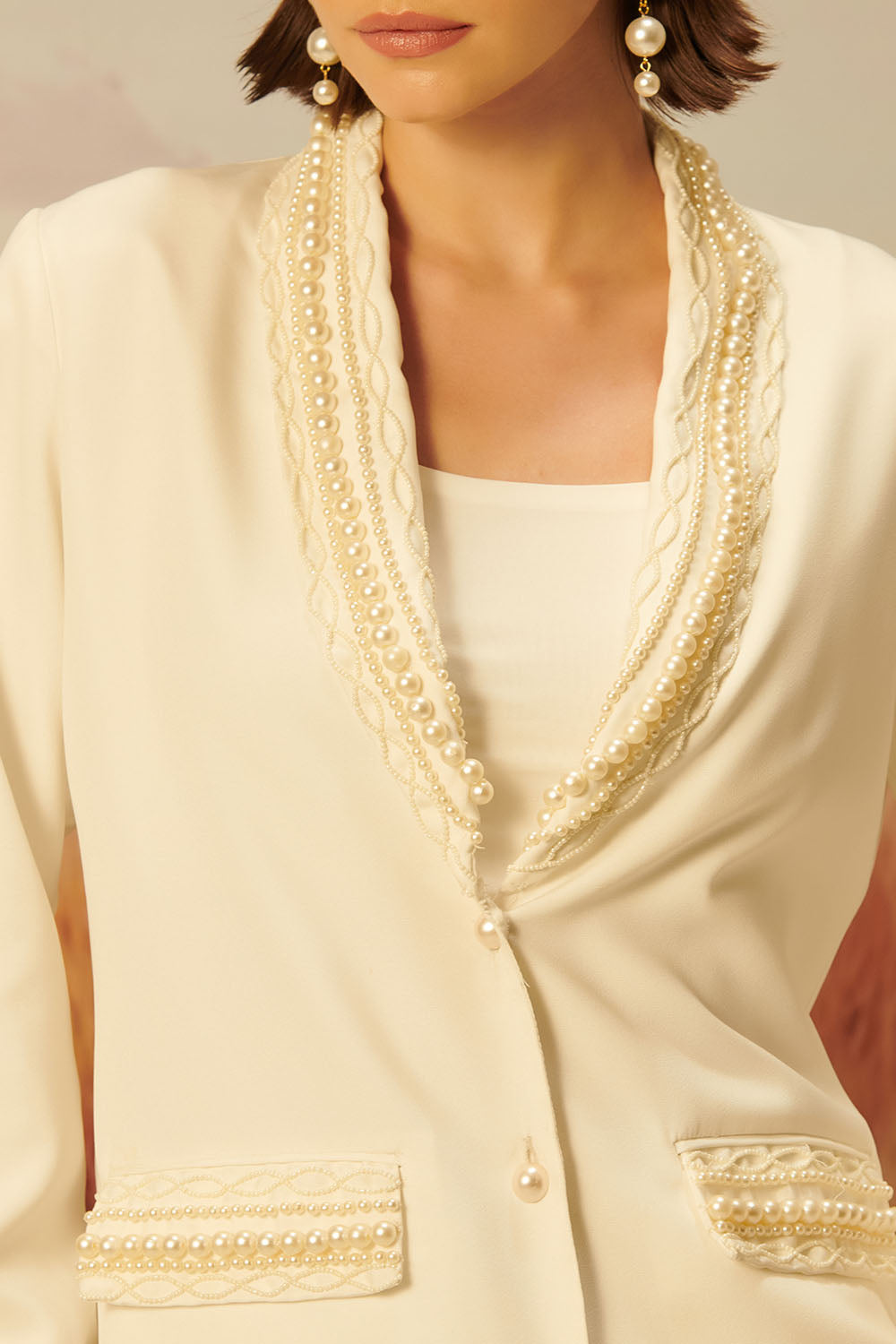 Odora White Pearl Blazer | Women | Dawn by Dusk – Dusk Attire