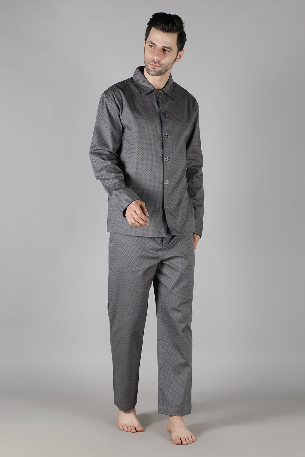 Men's Dark Grey Polka Pyjama Set | Men | Dusk – Dusk Attire