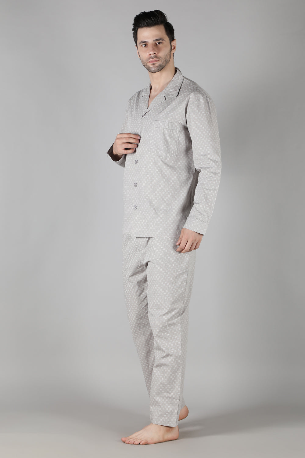 Men's Grey Cubic Pyjama Set | Men | Dusk – Dusk Attire