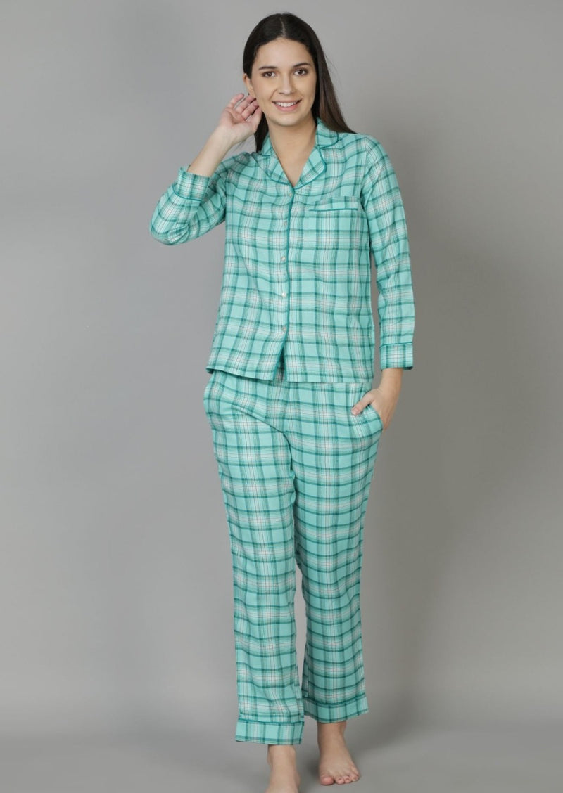 Green Checkered Pyjama Set | Women | Dusk – Dusk Attire